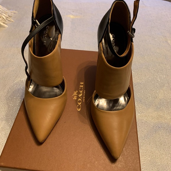 Coach | Shoes | Coach Womens Shoesblacknatural Ankle Strap Heels Brand ...